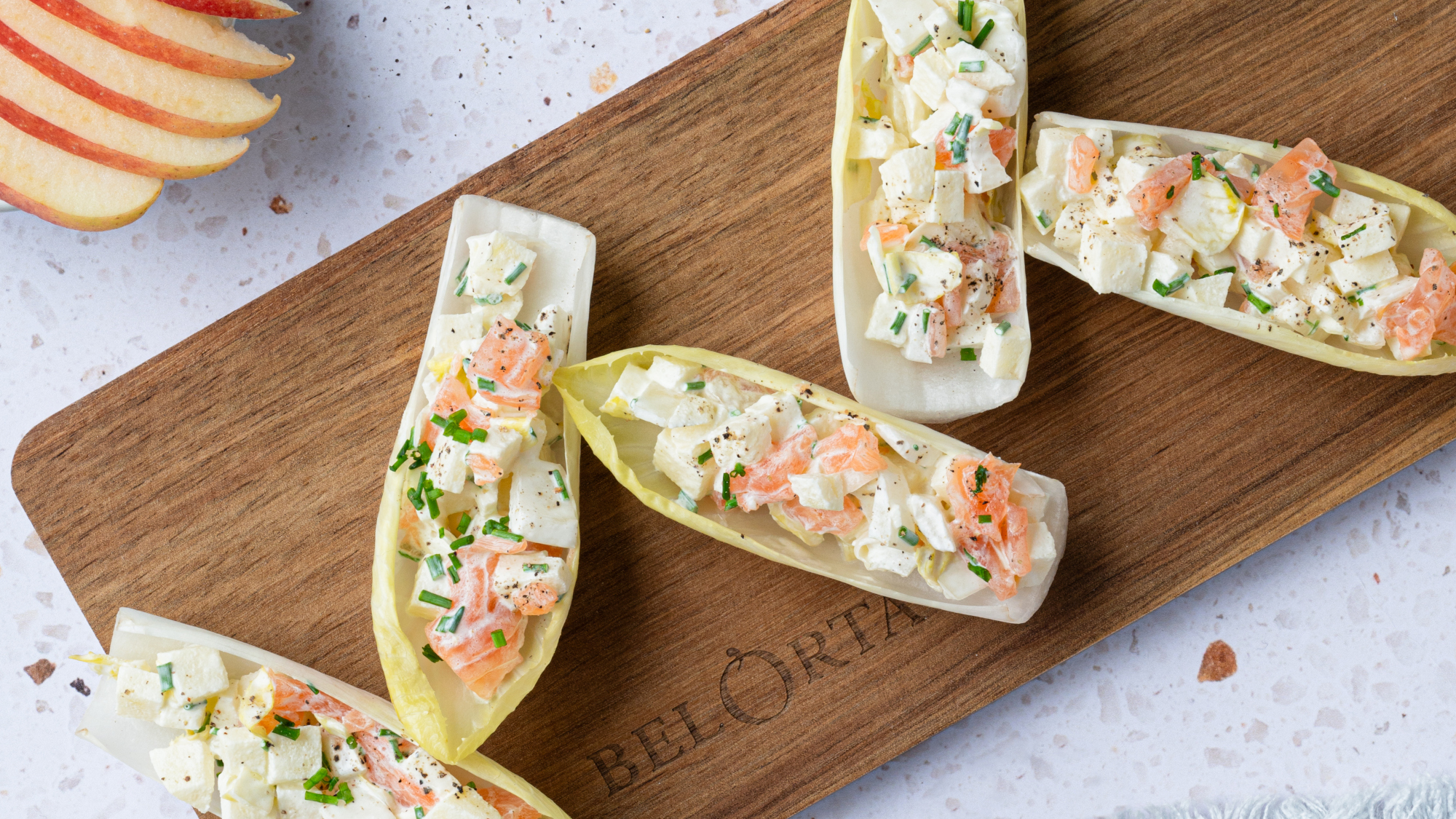 Feuilles de chicon farcies à la mousse de jambon | BelOrta